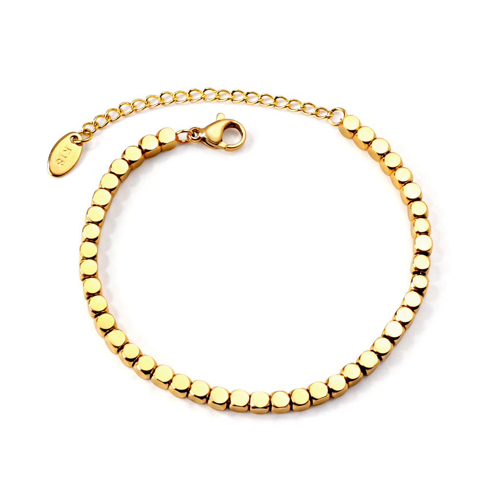 Wholesale 18K Gold Plated Cubic Link Chain Bracelet Geometric Jewelry ...